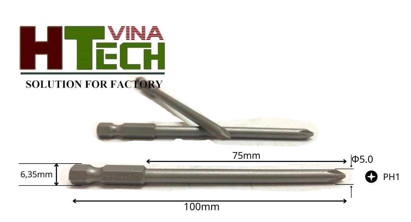Mũi vặn vít SH1/4*100*Φ5.0*75*PH1, mũi vặn vít SENSEI Nhật Bản.