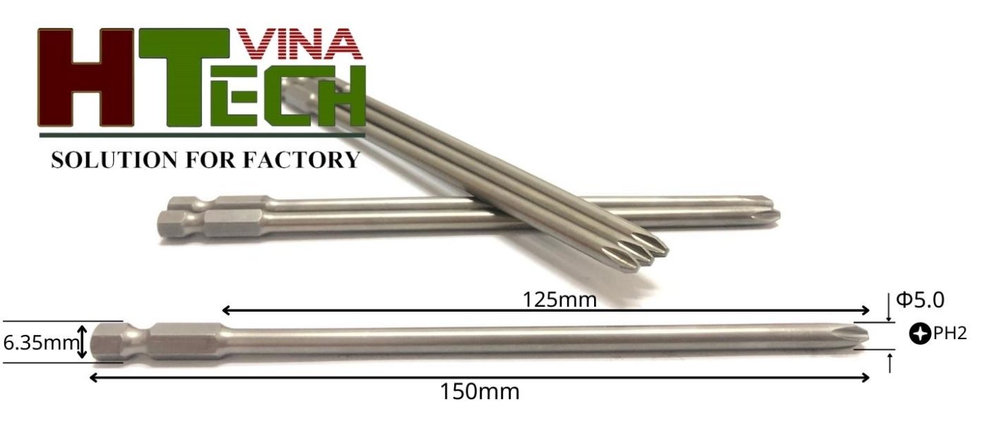 Mũi vặn vít SH1/4*150*Φ5.0*125*PH2, mũi vặn vít SENSEI Nhật Bản