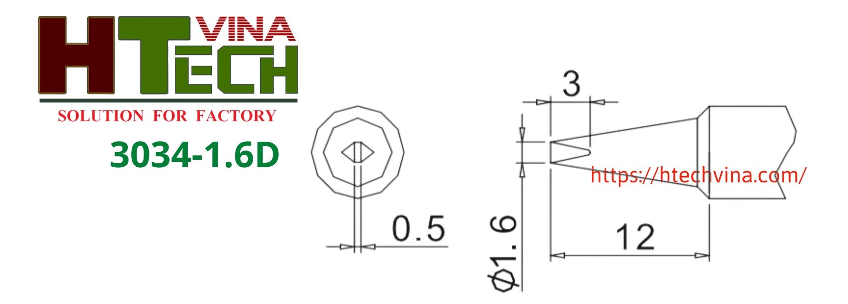 Mũi hàn 3034-1.6D, giá rẻ nhất , hàng có sẵn, đầu hàn chất lượng cao.