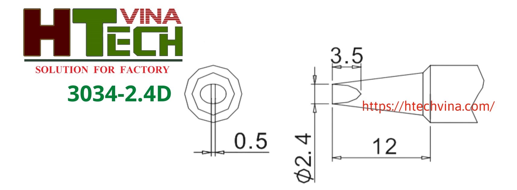 Mũi hàn 3034-2.4D, giá rẻ nhất , hàng có sẵn, đầu hàn chất lượng cao.